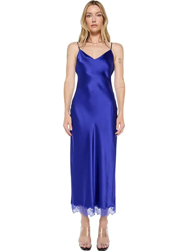 Sablyn Silk Slip Dress With Lace Trim - Multi