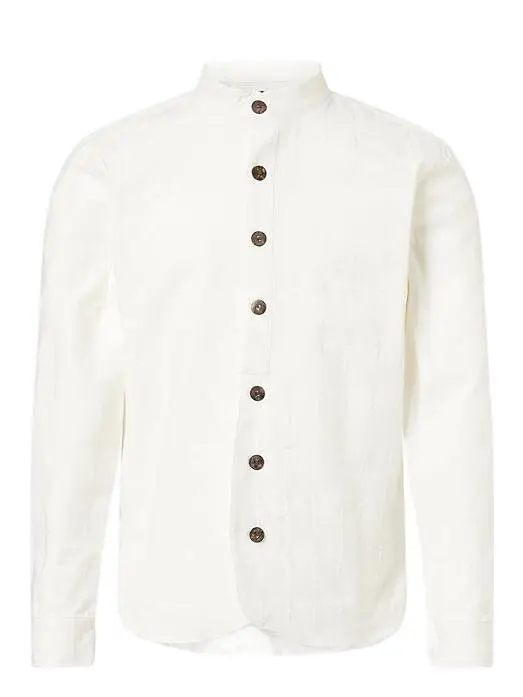 LABRUM Grandad Freetown Cotton Shirt - White