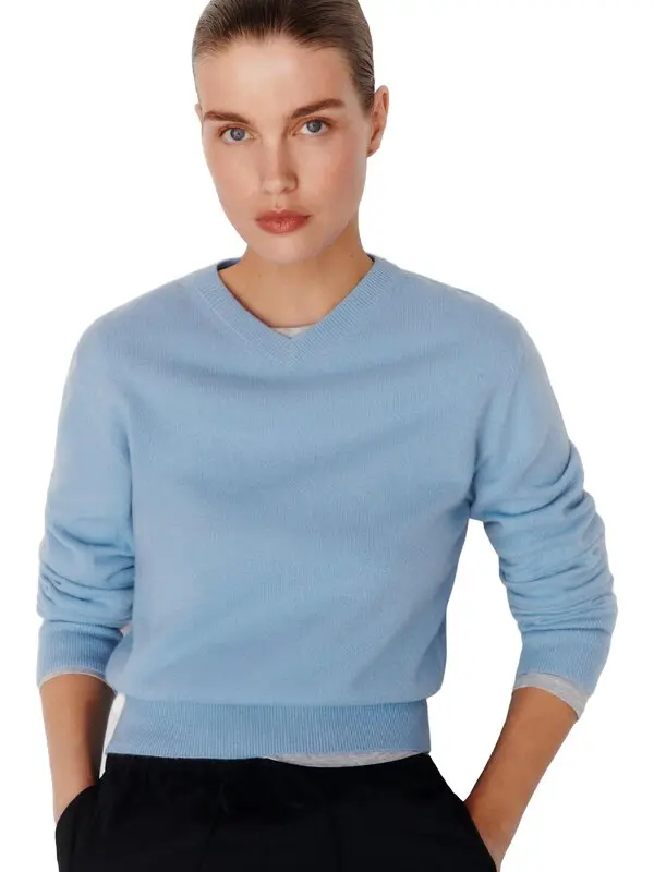 REFORMATION Landon Cashmere V-neck - Blue
