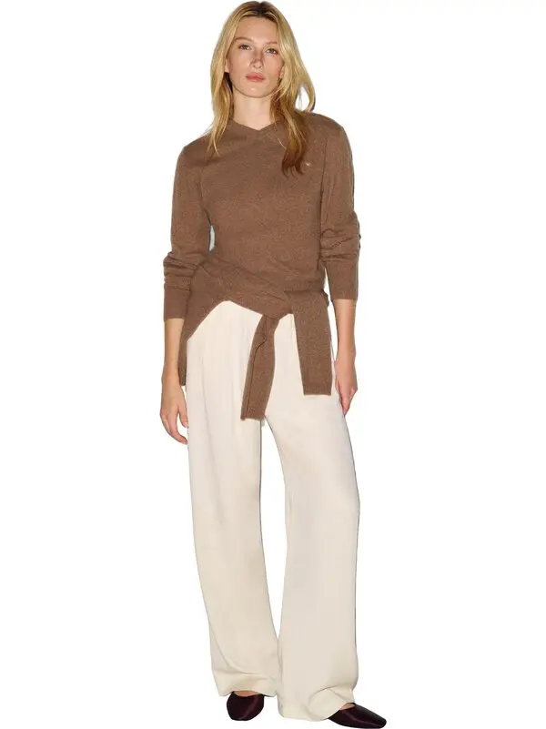 REFORMATION Landon Cashmere V-neck Sweater - Brown