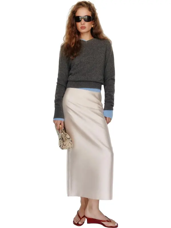REFORMATION Landon Cashmere V-neck - Grey