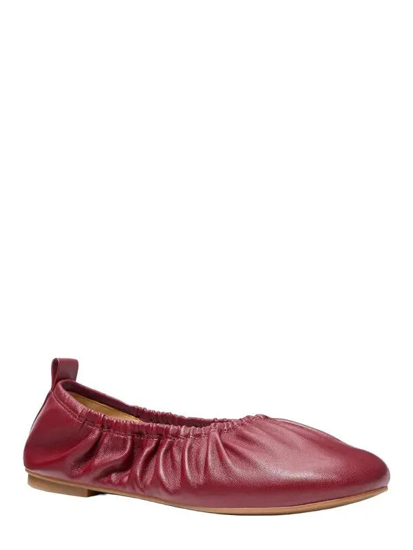 Michael Kors Bri Ruched Leather Ballet Flat - Red