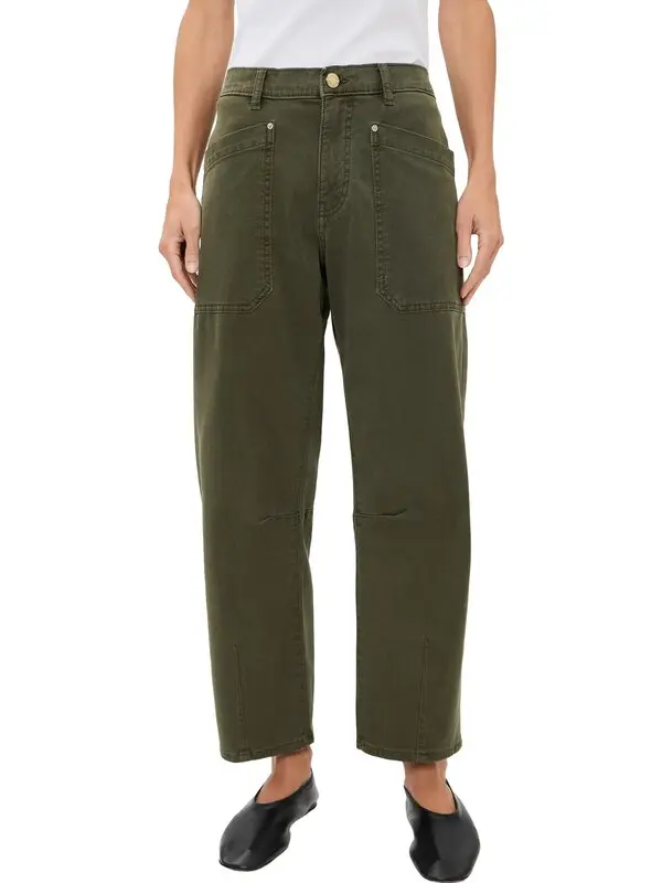 DL1961 Bilie Easy Barrel Petite High Rise Ankle Pants - Pine