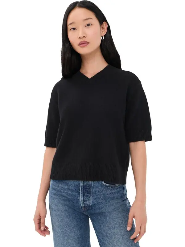 Theory Crop V Sweater Tee - Black