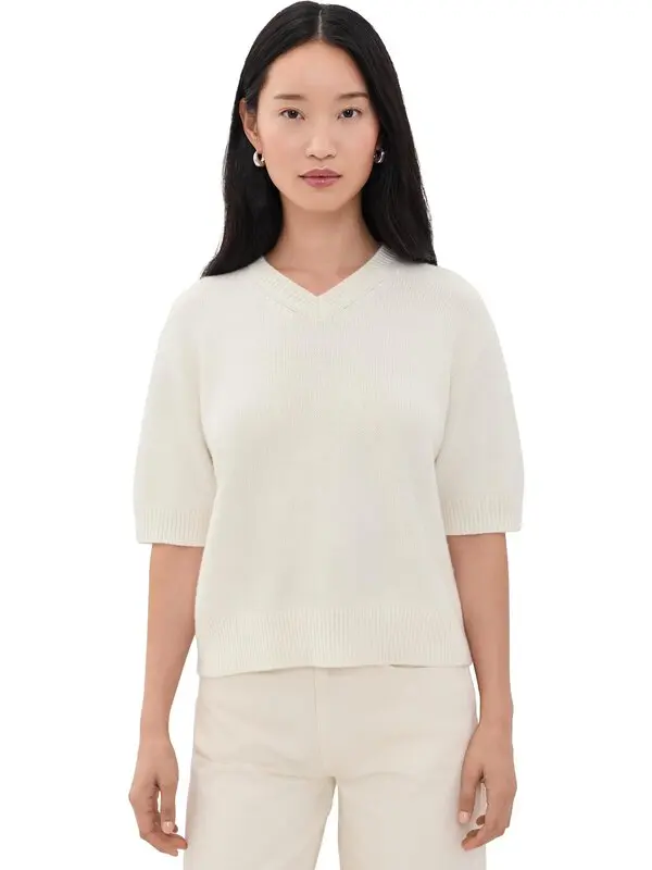 Theory Crop V Sweater Tee - Ivory