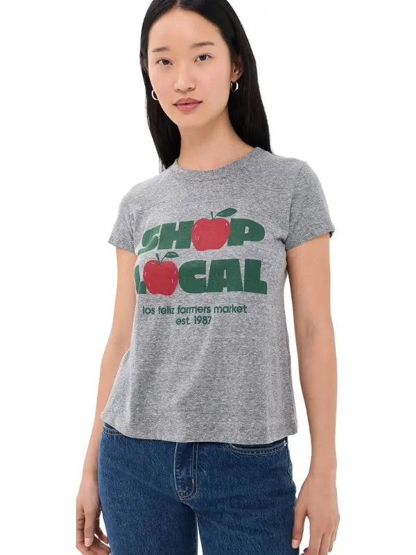 SUNNY SOMEWHERE Shop Local Femme" Graphic Crewneck Tee - Heather Grey