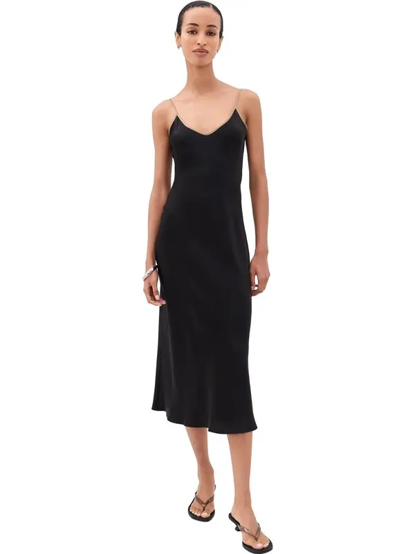 Comme Si Silk Bias Dress - Black
