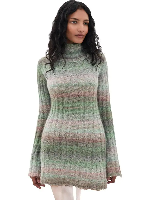 Rodebjer Doona Space Knit Dress - Leaf Green Multi