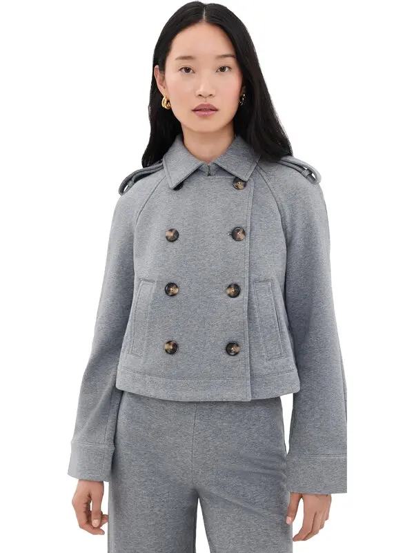 Veronica Beard Cropped Conneley Trench Coat - Heather Grey