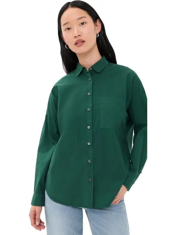 ALEX MILL Jo Poplin Button Down Shirt - Rain Forest