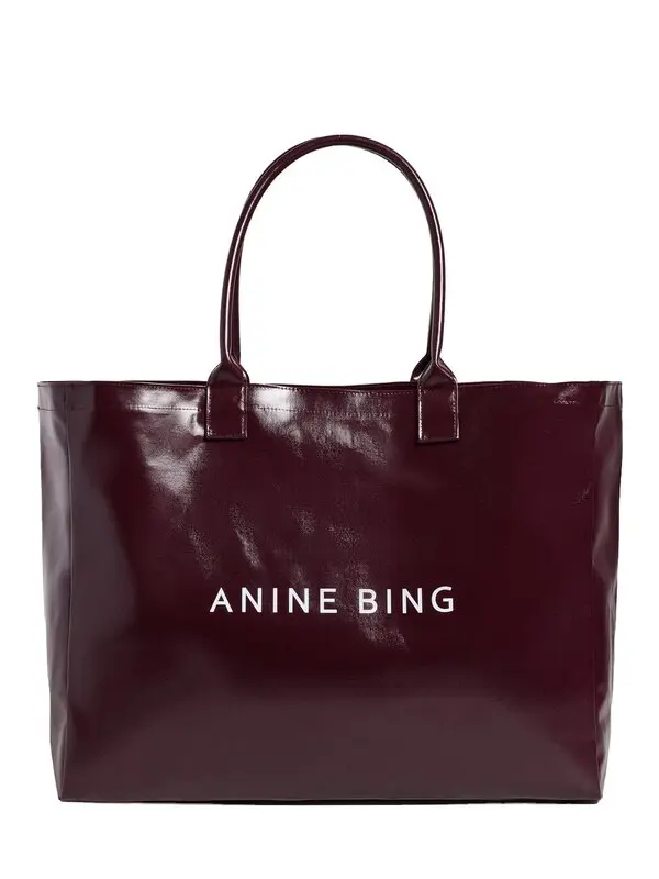 ANINE BING Leo Coated Canvas Tote Bag - Fig