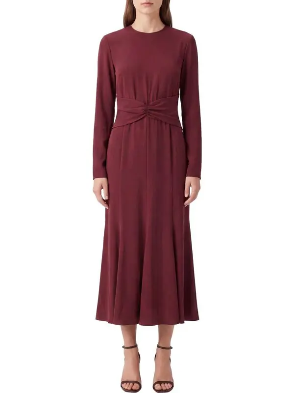 Alberta Ferretti Long-sleeved A-line Midi Ceremony Dress - Red