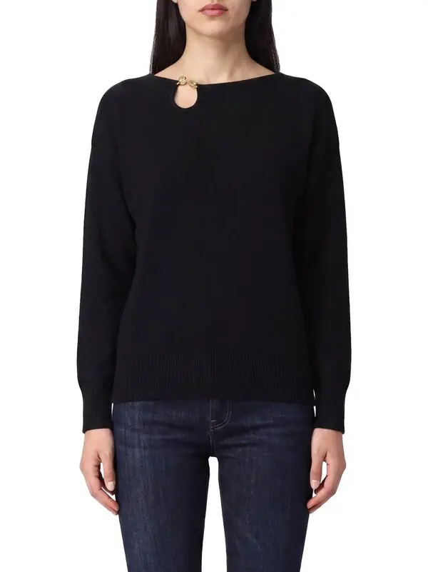 Alberta Ferretti Silk & Cashmere Crewneck Jumper With Piercing Detail - Black