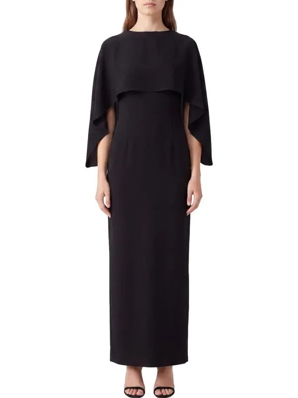 Alberta Ferretti Sleeveless Crêpe Sheath Long Evening Gown - Black