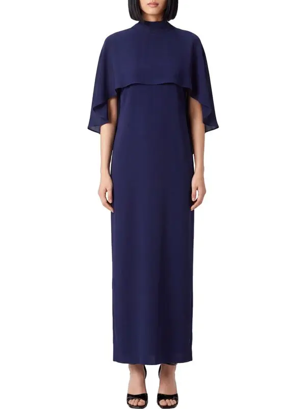Alberta Ferretti Sleeveless Crêpe Sheath Long Evening Gown - Blue