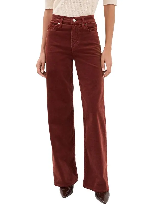 FRAME Le Slim Palazzo Corduroy Pants - Wine