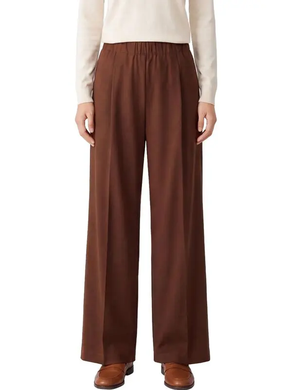 SEMICOUTURE High-waisted Wool Blend Palazzo Trousers - Brown
