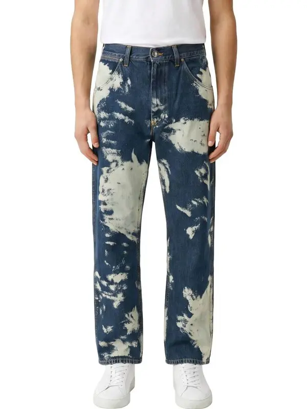 VIVIENNE WESTWOOD Abstract Print Bleached Wide-leg Jeans - Blue