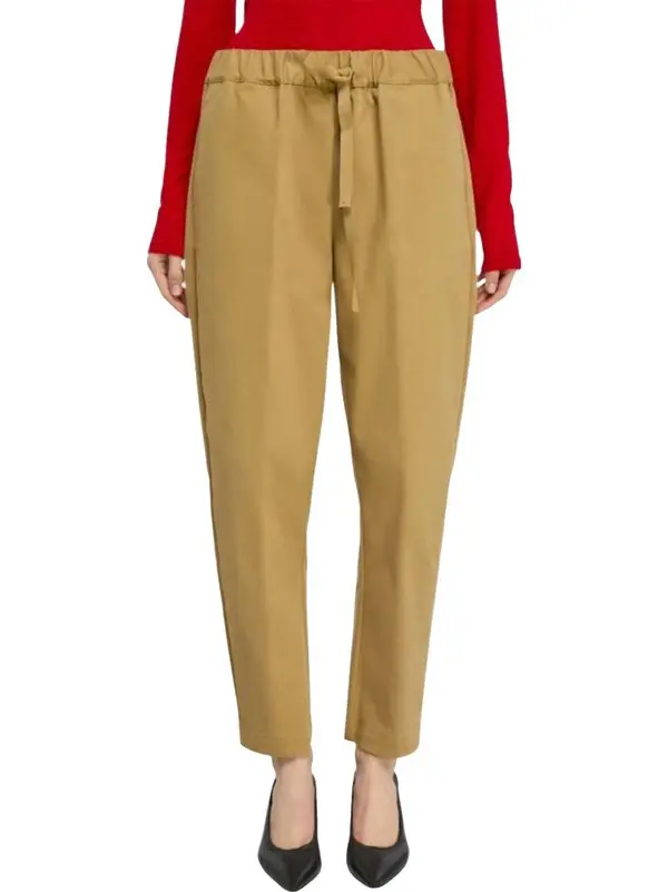 SEMICOUTURE Tailored Trousers With Drawstring Waist - Camel