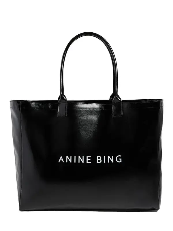 ANINE BING Leo Coated Canvas Tote Bag - Black