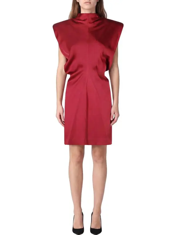Federica Tosi Sleeveless High Neck Viscose Blend Sheath Mini Dress - Red