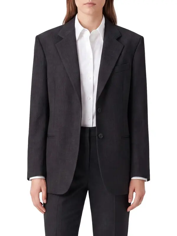 Federica Tosi Single-breasted Relaxed Fit Cotton Blazer With Padded Shoulders - Grey