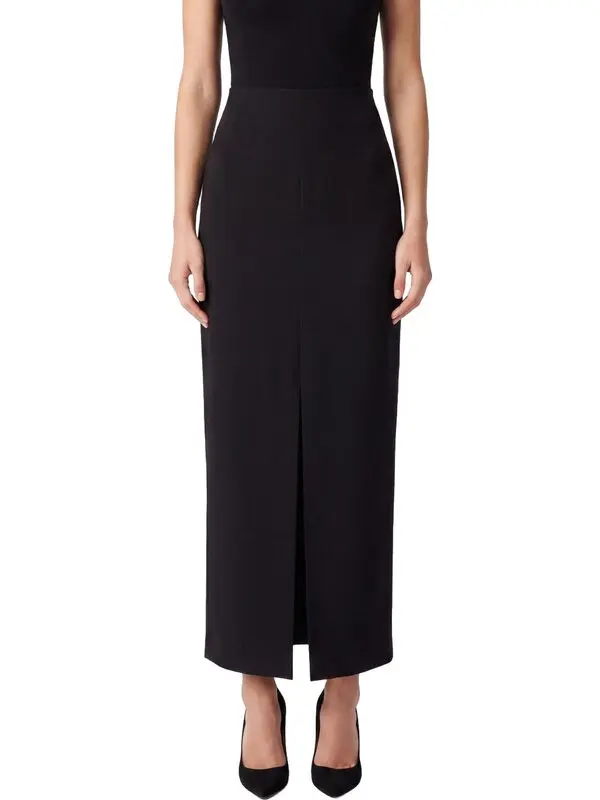 Federica Tosi High-waisted Midi Pencil Skirt With Front Slit - Black