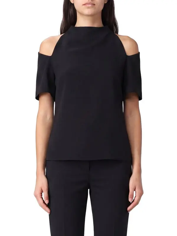 Federica Tosi Cold Shoulder Mock Neck Top - Black