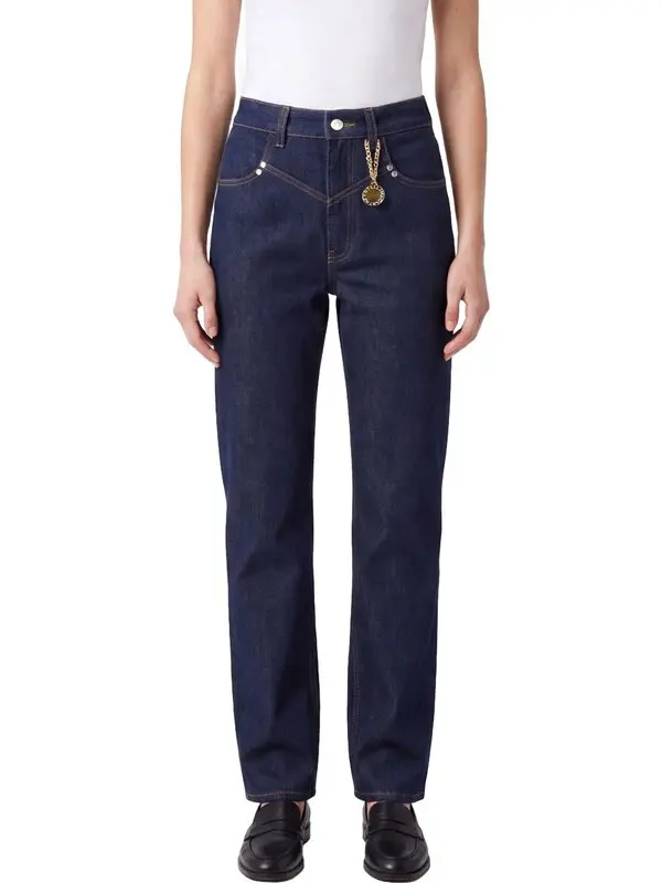 Stella McCartney High-waisted Skinny Jeans In Cotton Denim With Charm Detail - Blue