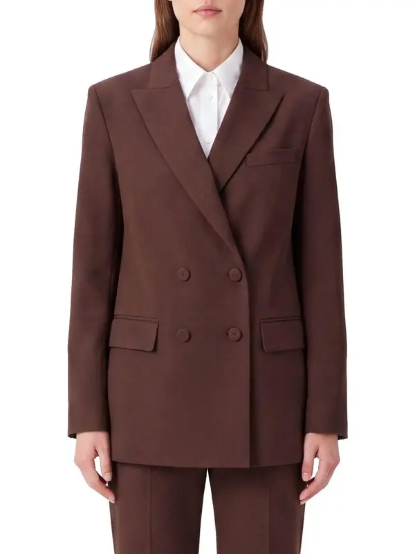 Federica Tosi Double-breasted Wool Blend Ceremony Blazer With Peak Lapels - Brown