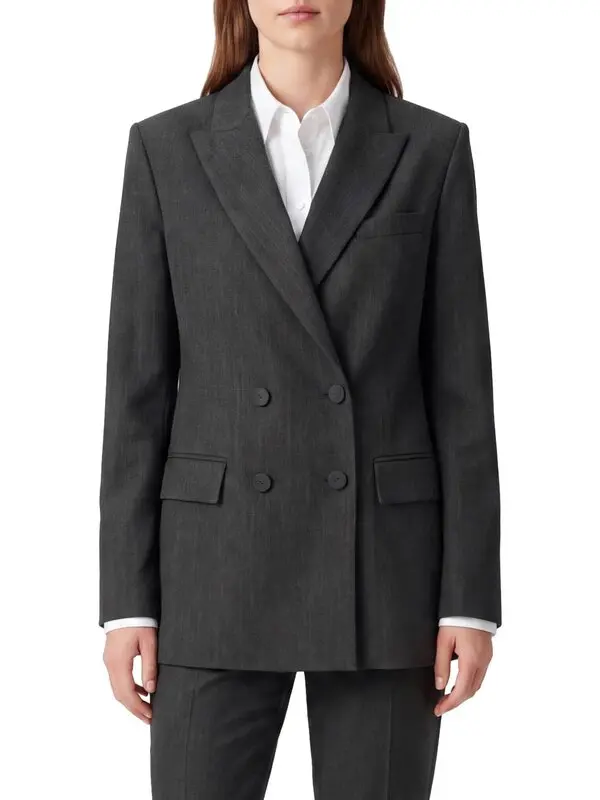 Federica Tosi Double-breasted Wool Blend Ceremony Blazer With Peak Lapels - Grey