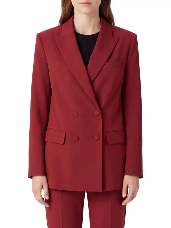 Federica Tosi Double-breasted Wool Blend Ceremony Blazer With Peak Lapels - Red