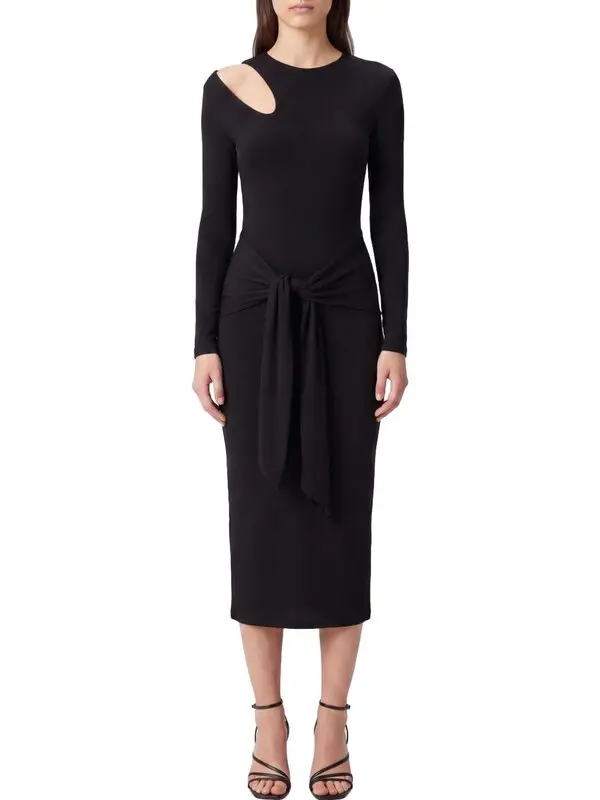 Federica Tosi Asymmetrical Cut-out Long Sleeve Midi Dress - Black