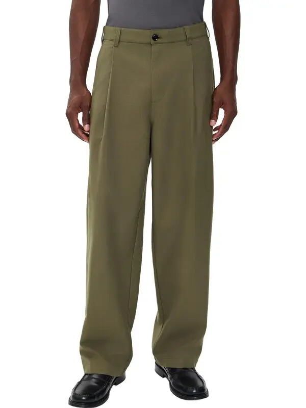Obey Dean Pleated Trousers - Stone Grey