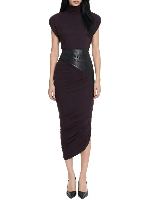 Andamane Asymmetric Jersey Sheath Mini Dress With Turtleneck - Brown
