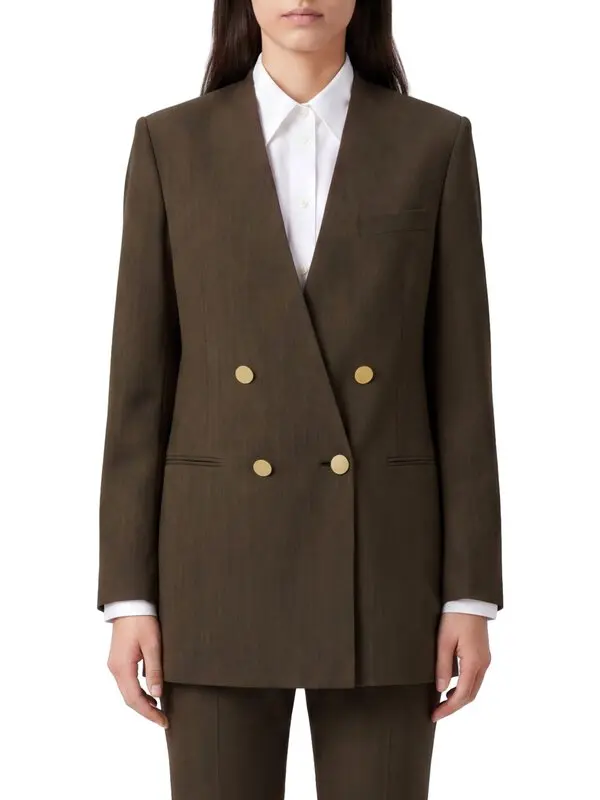 Alberta Ferretti Military-style Double-breasted Wool Blend Blazer - Brown