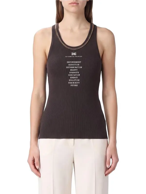Elisabetta Franchi Sleeveless Silk Blend Top - Brown