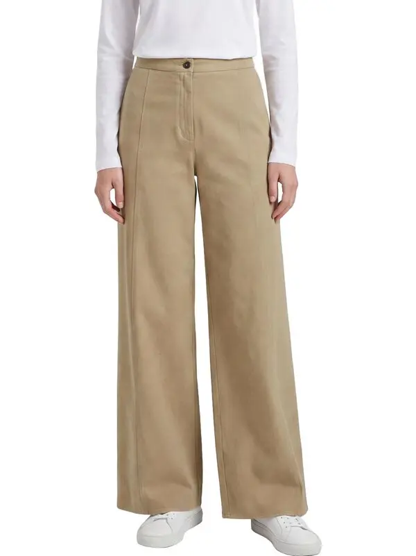FORTE_FORTE High-waisted Cotton Wide-leg Trousers - Beige