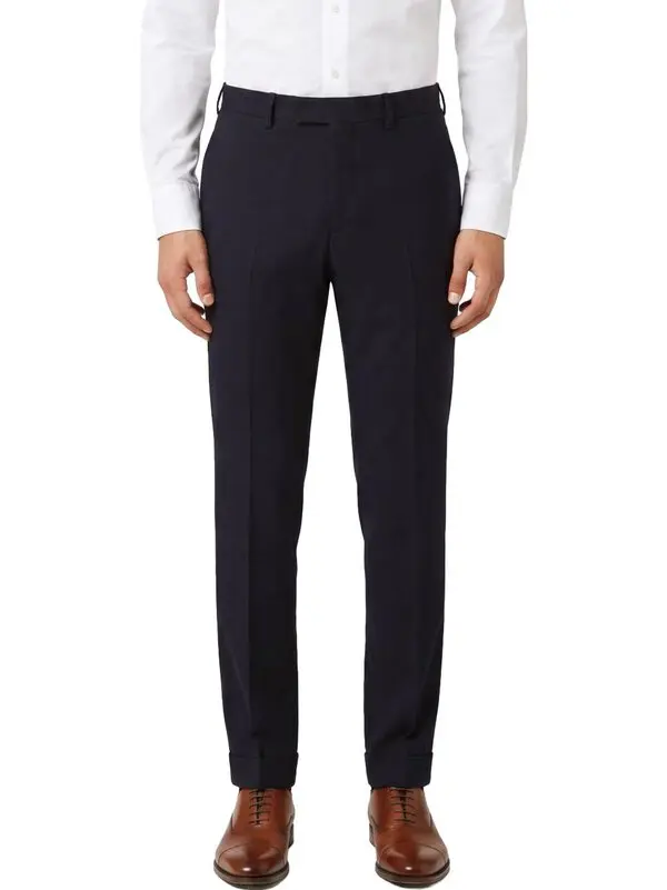 PT TORINO Slim Fit Stretch Virgin Wool Tailored Trousers With American Pockets - Blue