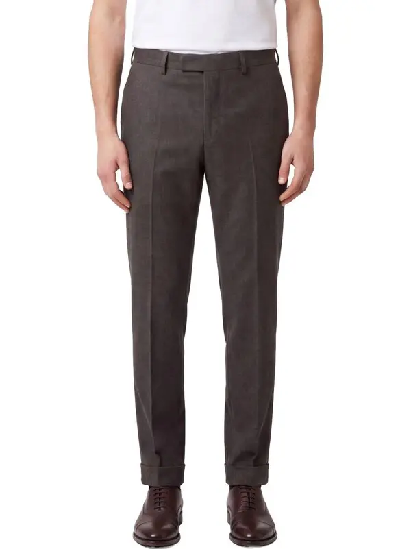 PT TORINO Slim Fit Stretch Virgin Wool Tailored Trousers With American Pockets - Brown