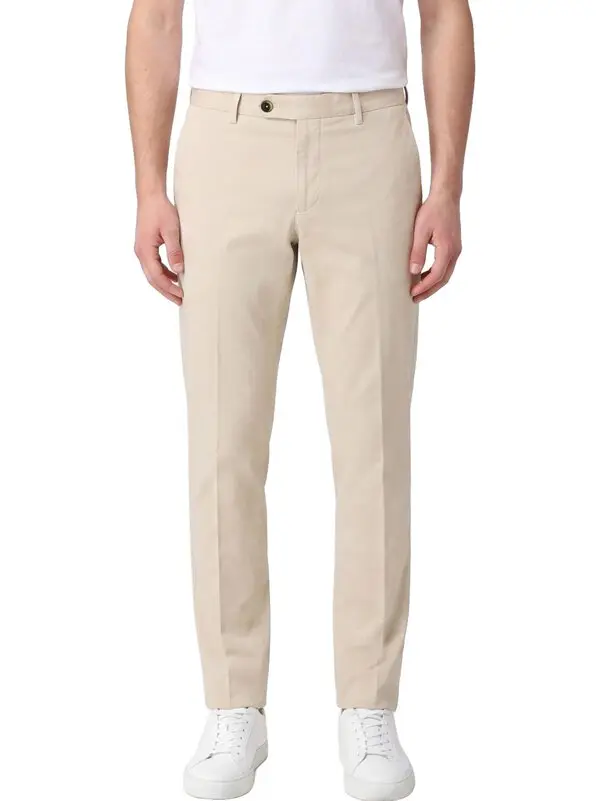 PT TORINO Slim Fit Cotton And Cashmere Chino Trousers With Off-centre Closure - Grey