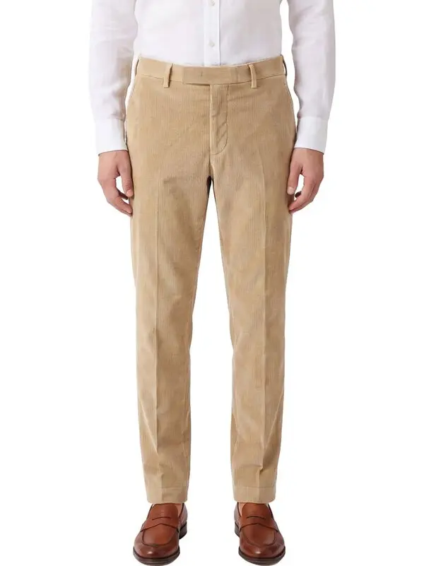PT TORINO Slim Fit Corduroy Cotton Chino Trousers - Beige