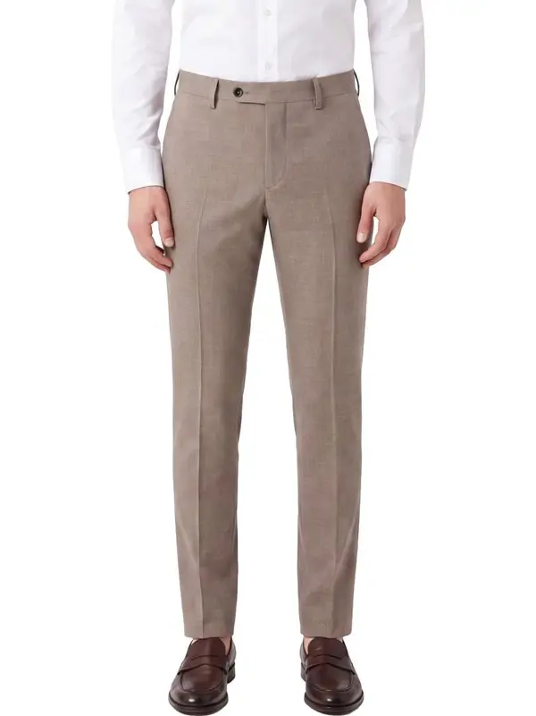 PT TORINO Slim Fit Stretch Virgin Wool Tailored Trousers With Welt Pockets - Beige