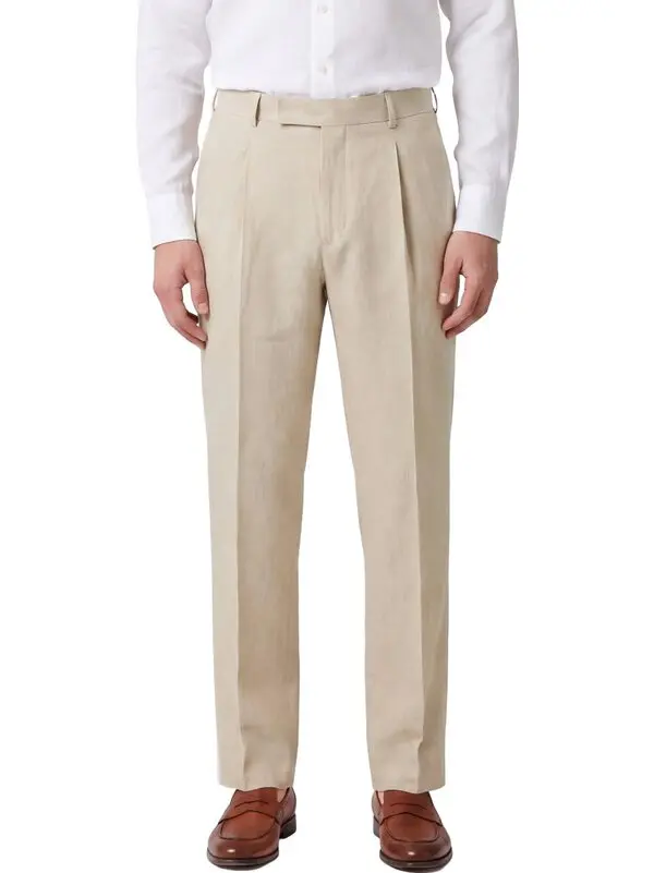 PT TORINO Slim Fit Virgin Wool And Cotton Blend Tailored Trousers With Off-centre Fastening - Beige
