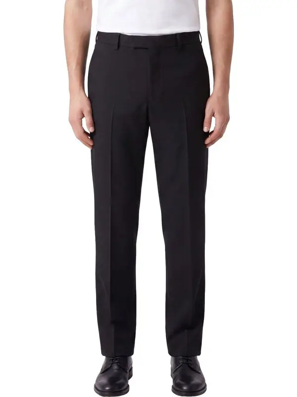 PT TORINO Slim Fit Virgin Wool And Cotton Blend Tailored Trousers With Off-centre Fastening - Black