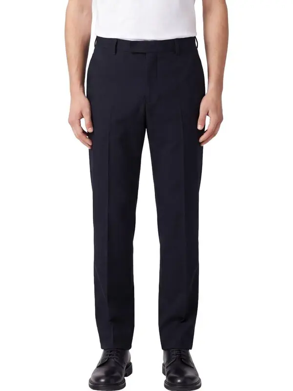 PT TORINO Slim Fit Virgin Wool And Cotton Blend Tailored Trousers With Off-centre Fastening - Blue
