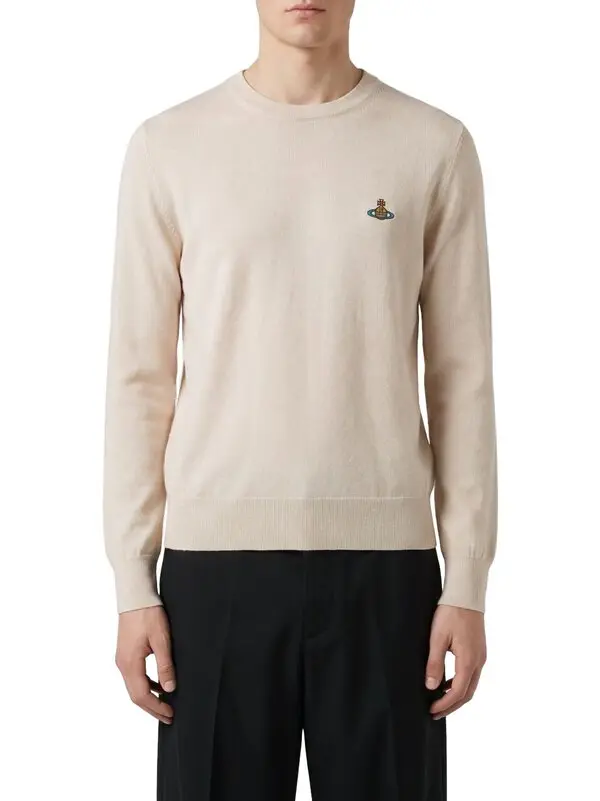 VIVIENNE WESTWOOD Pure Wool Crewneck Jumper With Embroidered Orb Logo - Lime