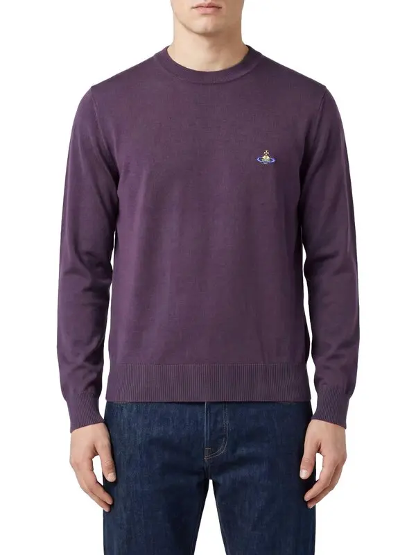 VIVIENNE WESTWOOD Pure Wool Crewneck Jumper With Embroidered Orb Logo - Red