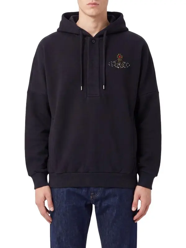 VIVIENNE WESTWOOD Relaxed Fit Cotton Hoodie With Orb Logo - Black