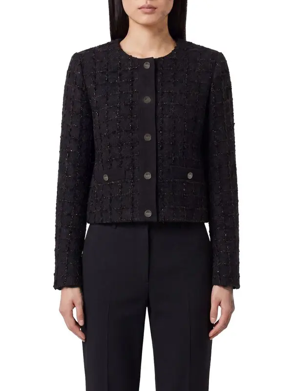 Liu Jo Textured Button-detail Cropped Jacket - Black